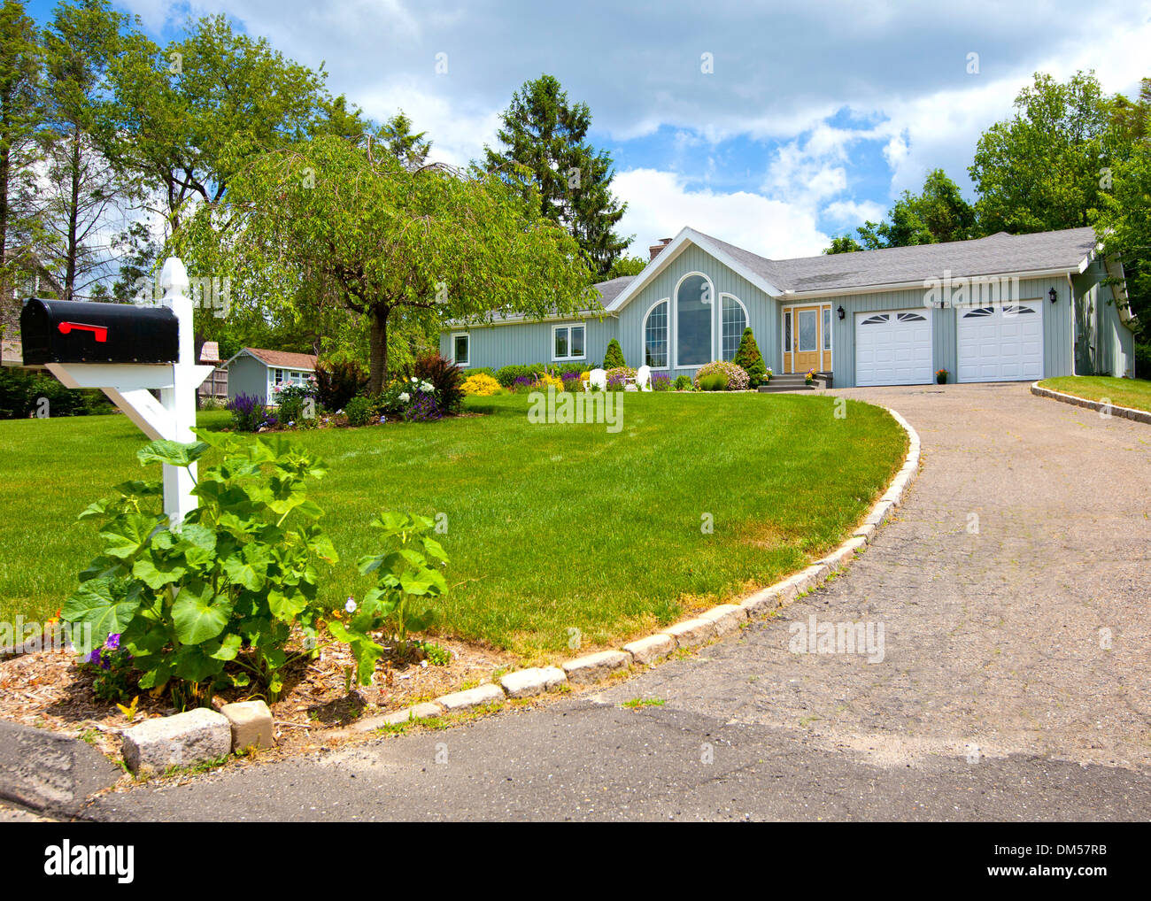 Suburban house exterior in generic colonial style Stock Photo - Alamy