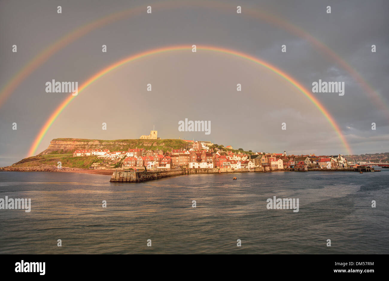 Double Rainbow over Whitby Harbor Stock Photo - Alamy
