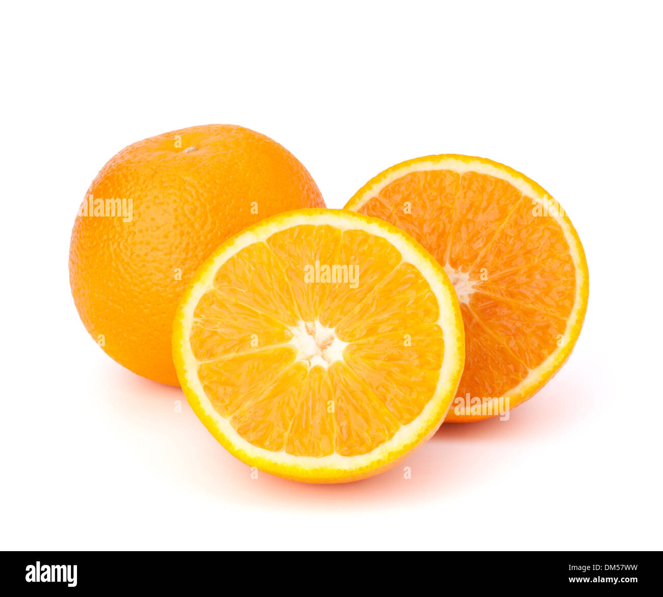 Sliced orange fruit segments isolated on white background Stock Photo ...