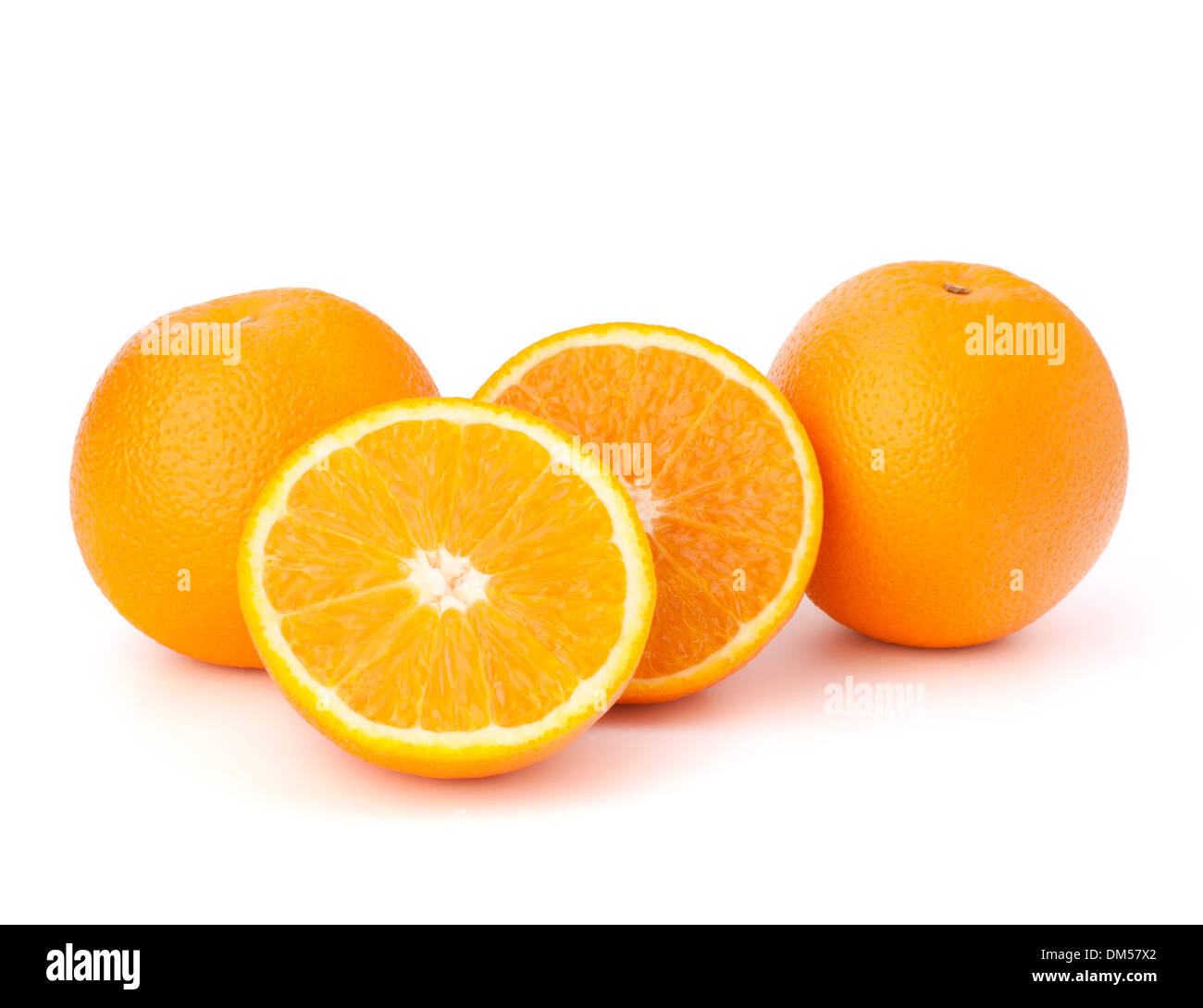 Sliced orange fruit segments isolated on white background Stock Photo ...