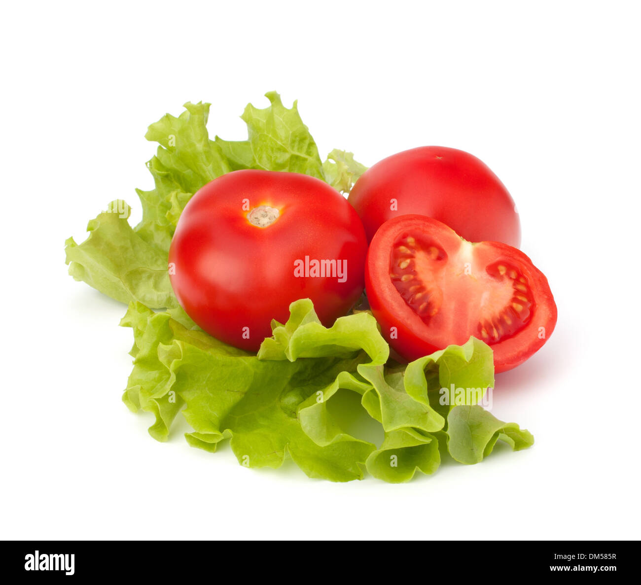 tomato vegetable and lettuce salad isolated on white background Stock ...