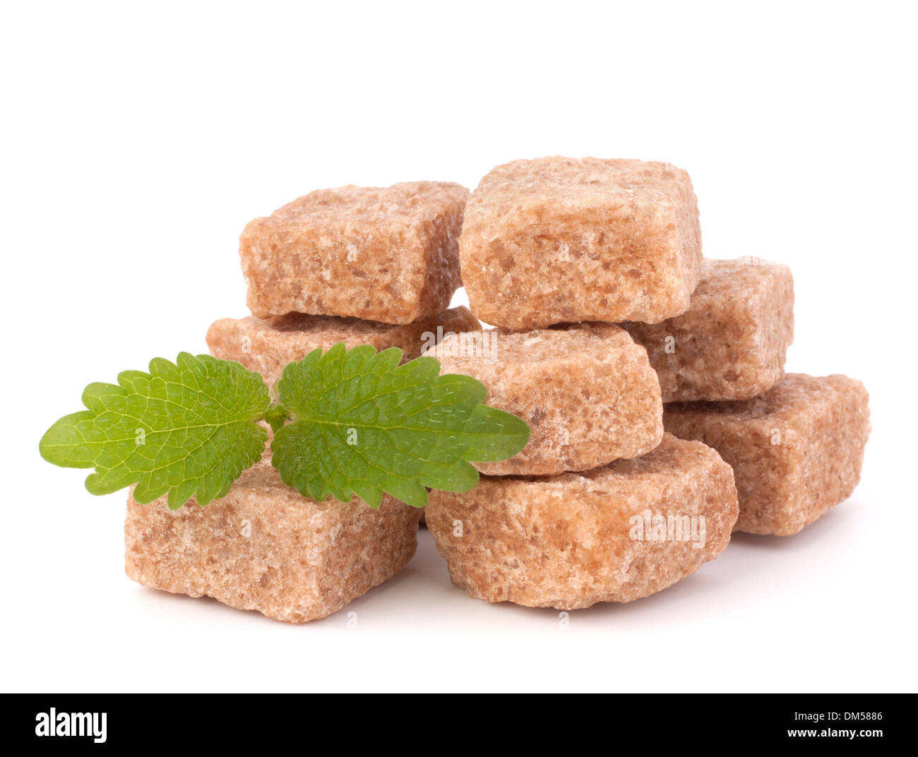 Lump brown cane sugar cubes isolated on white background Stock Photo ...