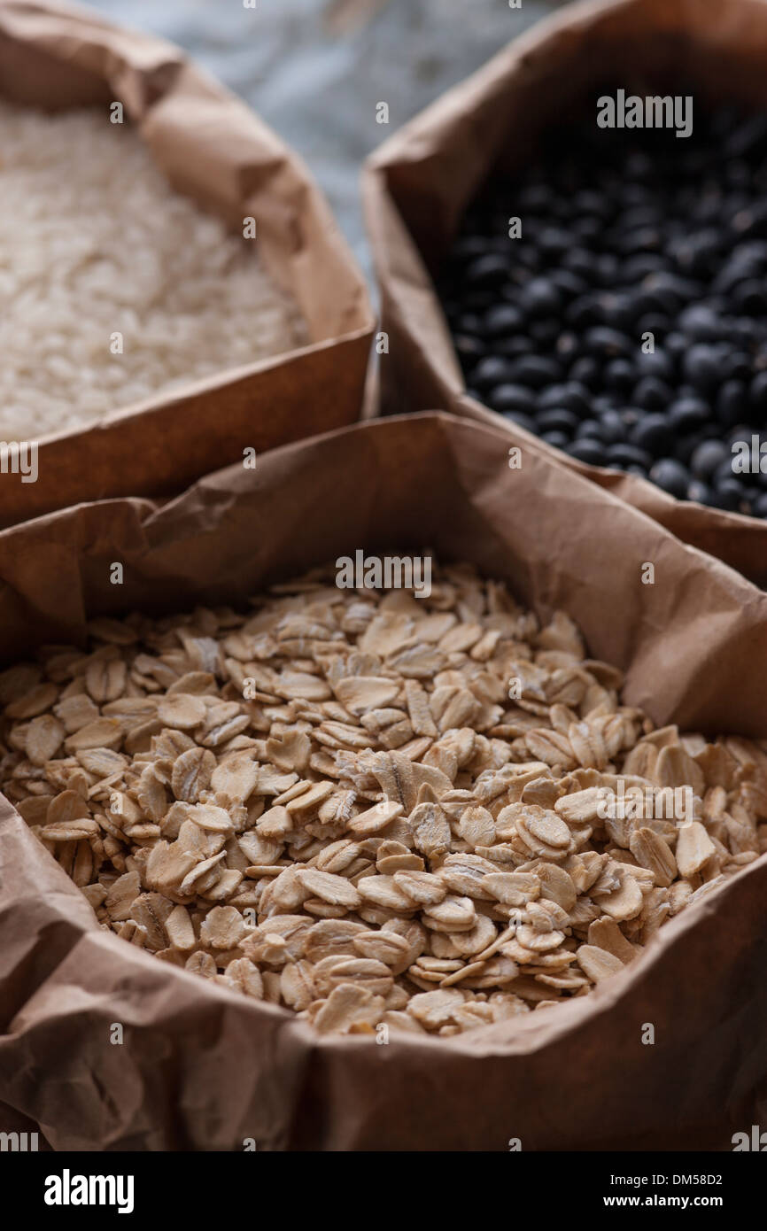 Bags of oats and other grains Stock Photo - Alamy