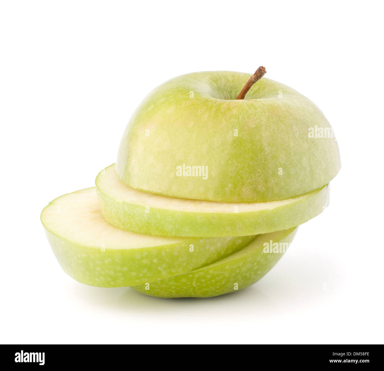 Green sliced apple isolated on white background cutout Stock Photo - Alamy