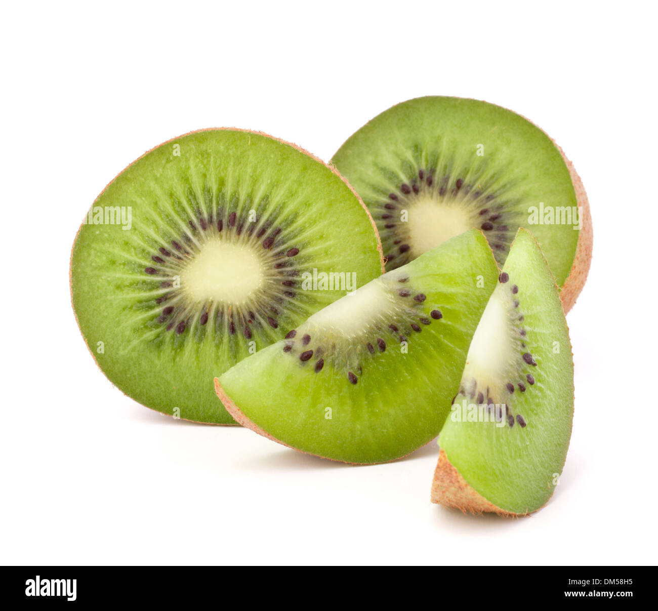 Kiwi fruit sliced segments isolated on white background cutout Stock ...