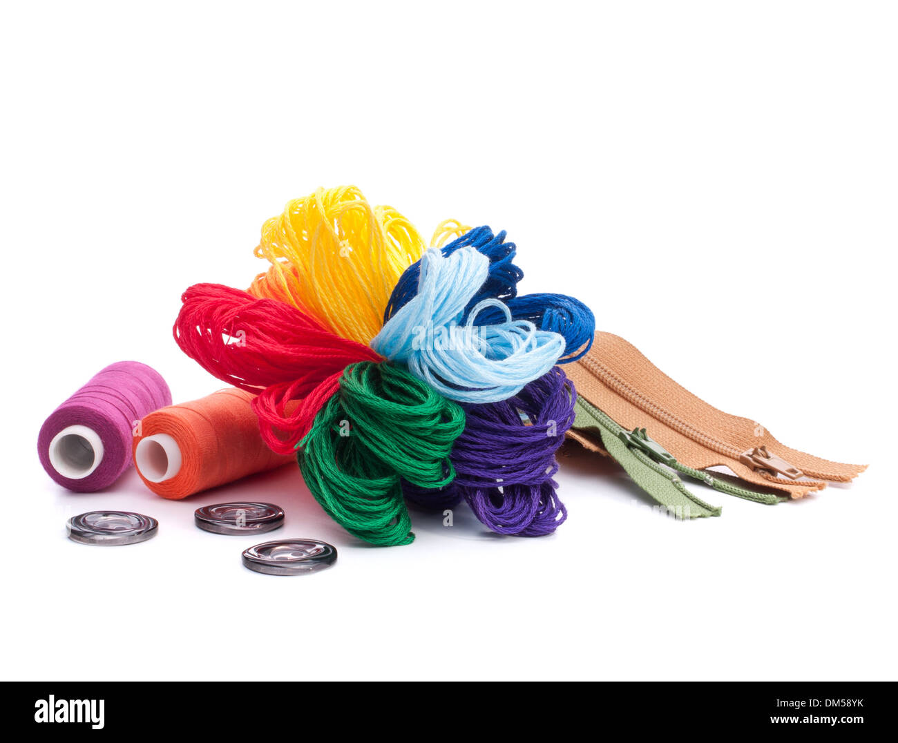 Sewing accessories isolated on white background cutout Stock Photo - Alamy