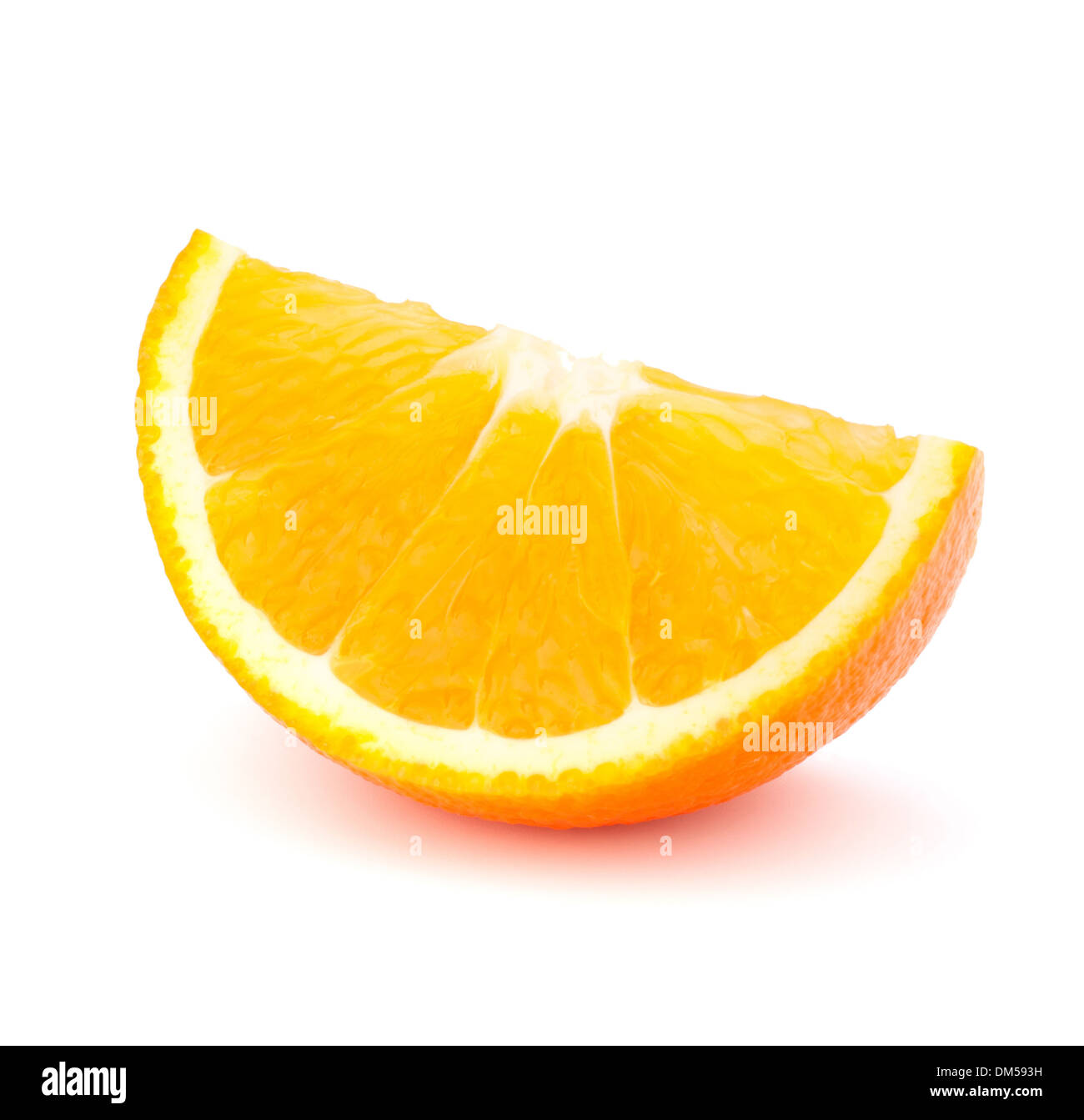One orange fruit segment or cantle isolated on white background cutout ...