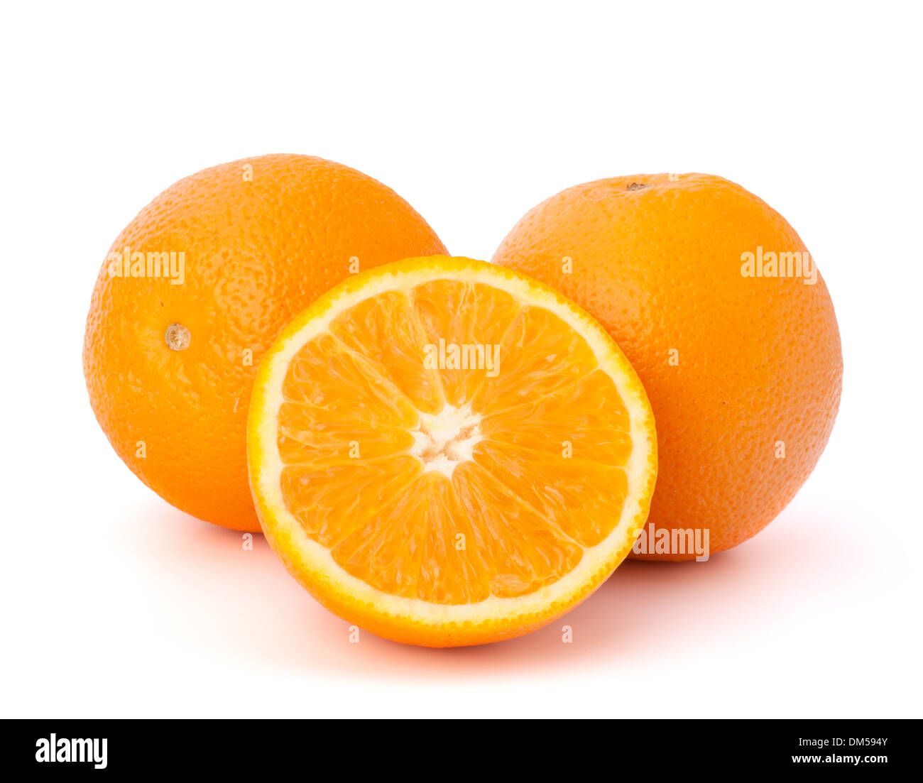 Sliced orange fruit segments isolated on white background Stock Photo ...