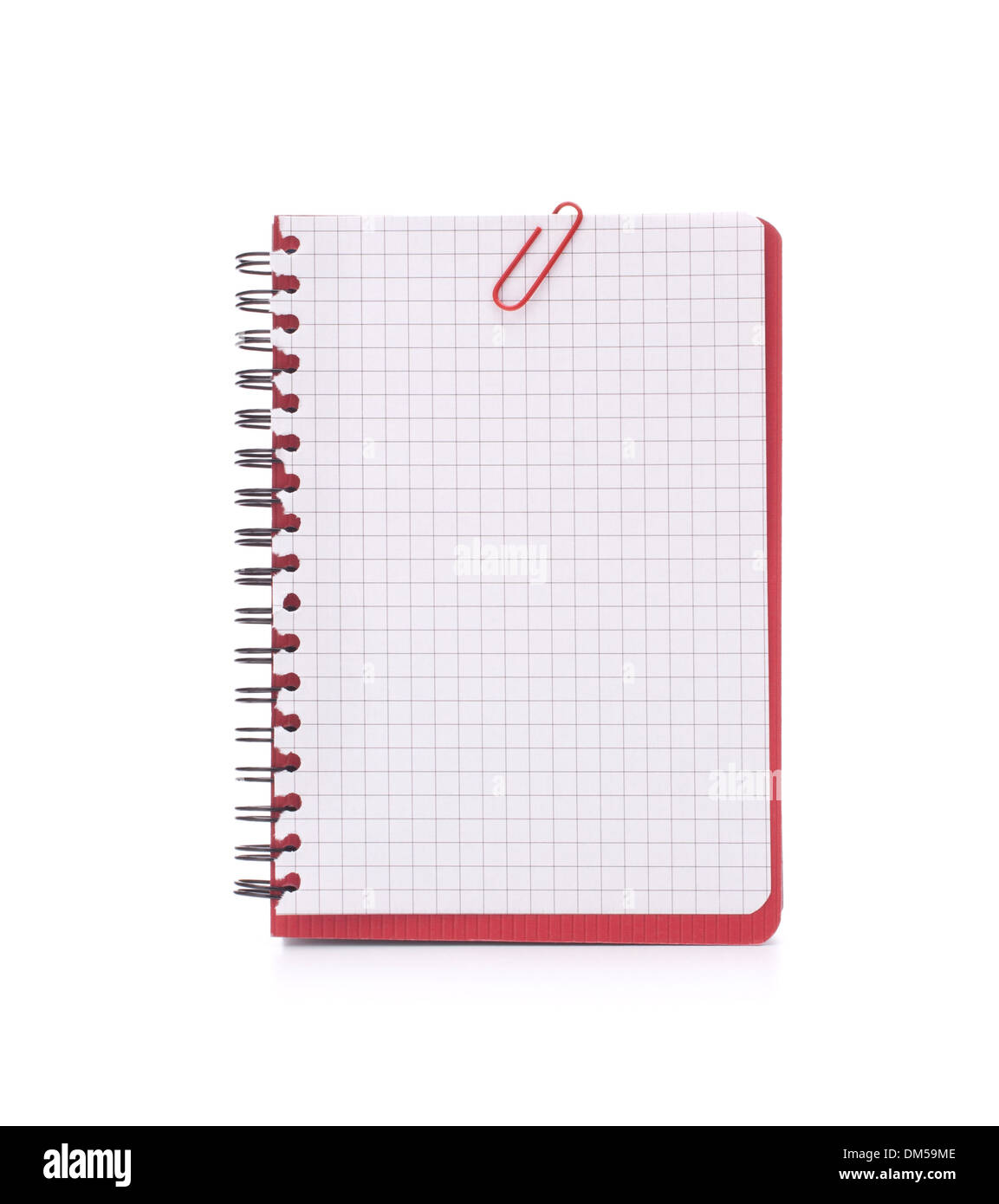 Red notebook with notice papers isolated on white background cutout ...