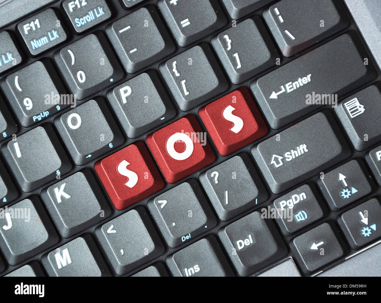 Red sos key on keyboard Stock Photo - Alamy