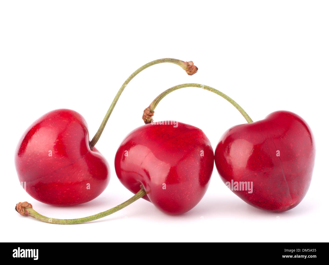 Heart shaped cherry berries isolated on white background cutout Stock ...