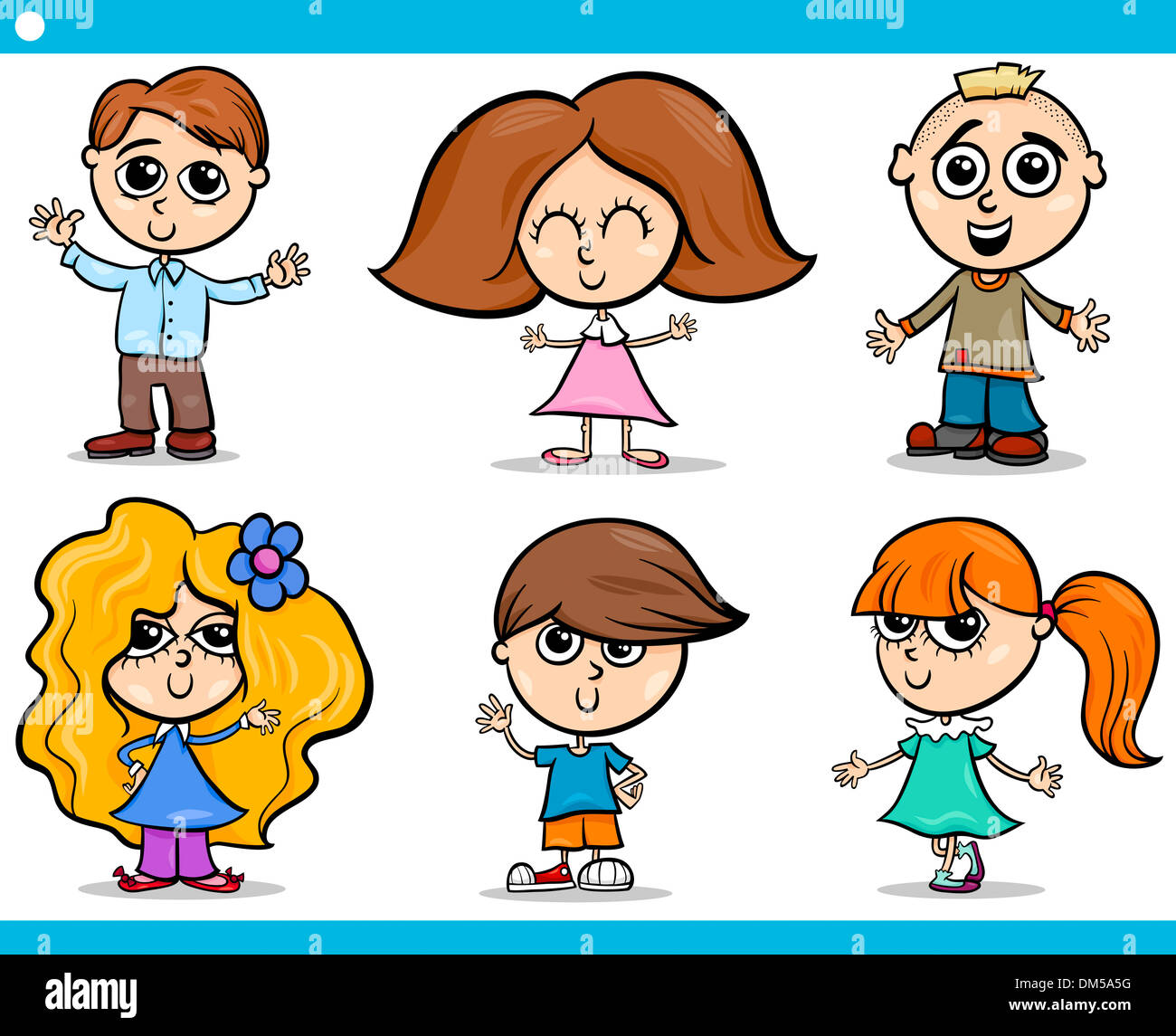 Cartoon Illustration of Cute Little Boys and Girls Children Characters ...