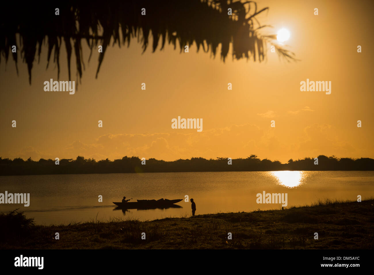 Daybreak scene along an Indian Ocean inlet in Vatomandry, Madagascar ...
