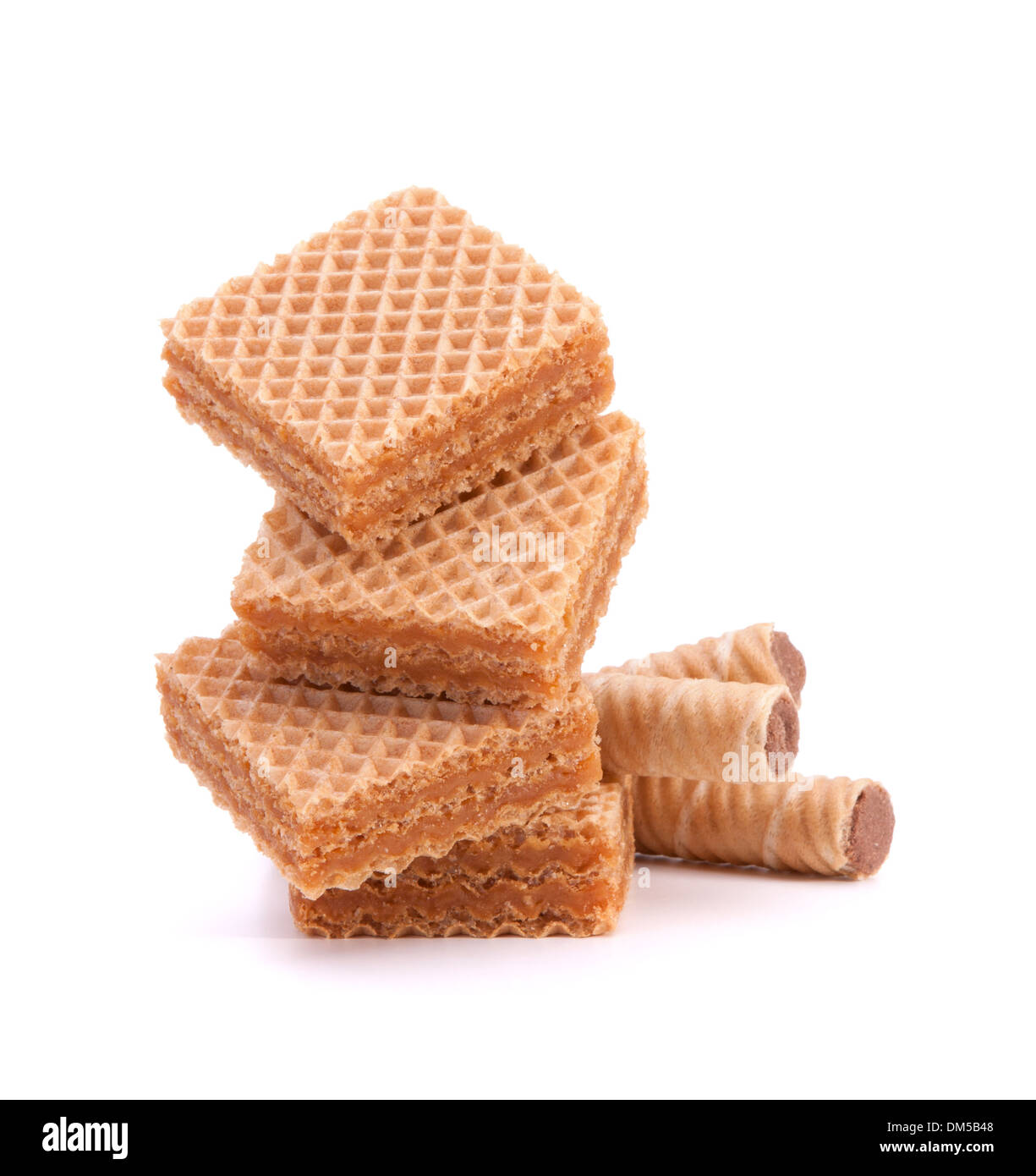 Wafers or honeycomb waffles isolated on white background Stock Photo ...