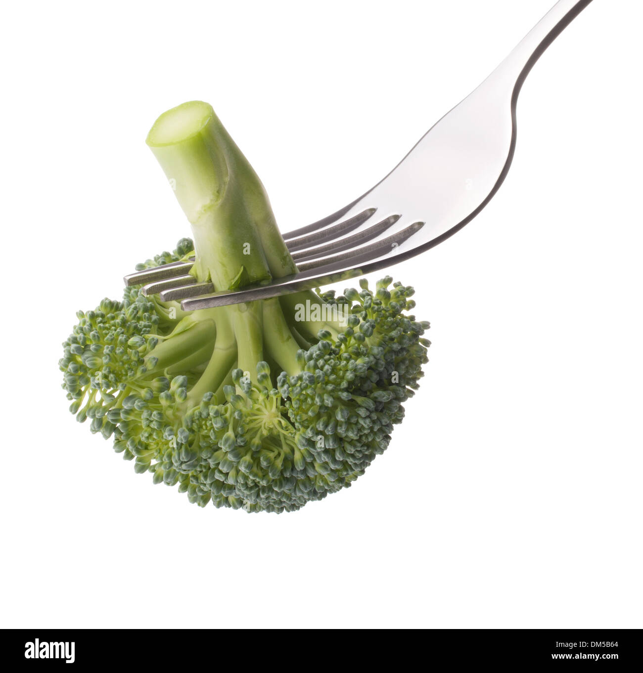 Broccoli on fork isolated on white background cutout. Healthy eating ...
