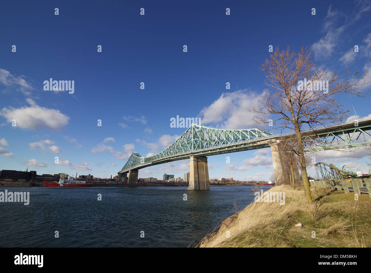 The Jacques Cartier Bridge viewed from St-Helene Island, in Montreal ...