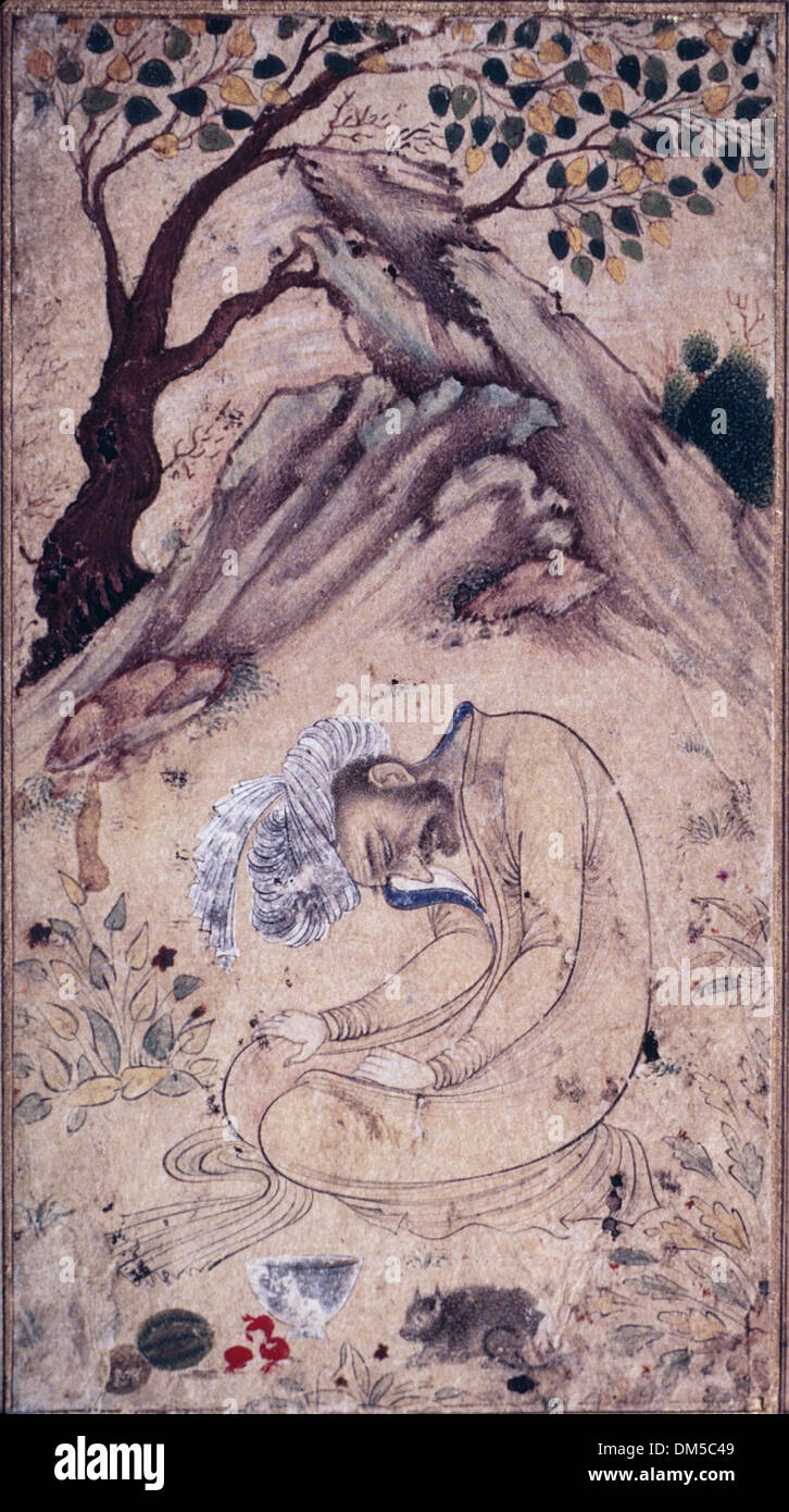 This artwork portrays a Sufi mystic in a state of ecstasy, set against ...