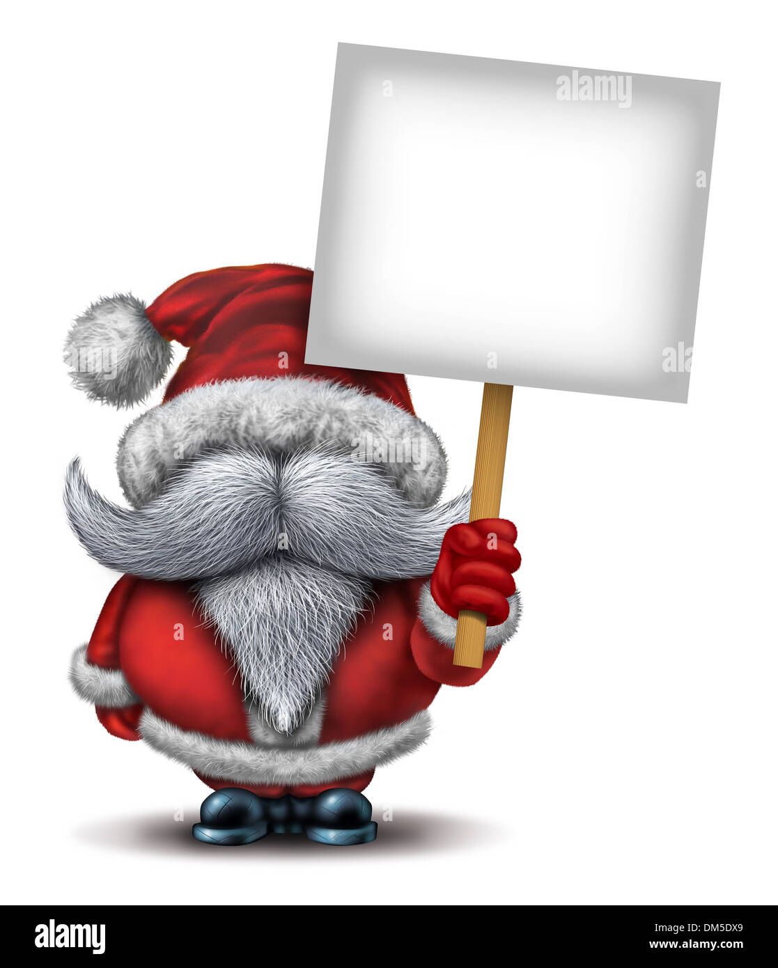 Santa Clause holding a blank placard sign as a fun icon person with a ...