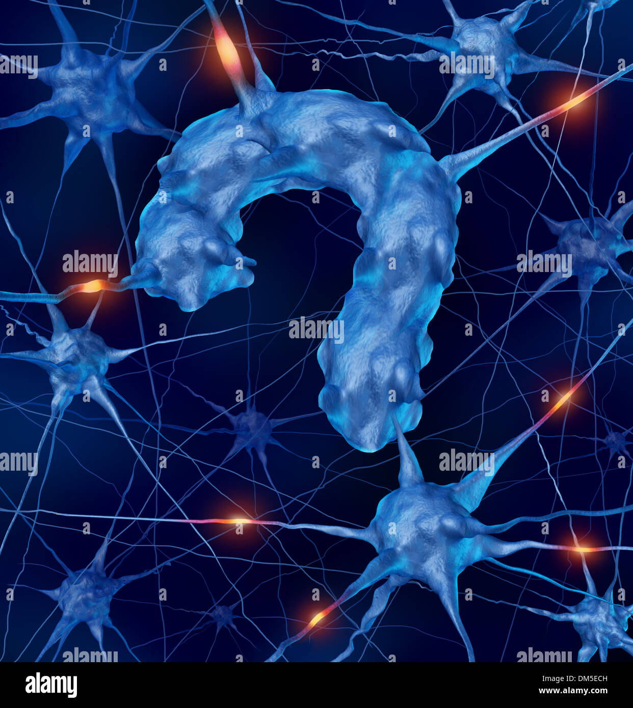 Neurology questions medical concept with active human neurons shaped as ...