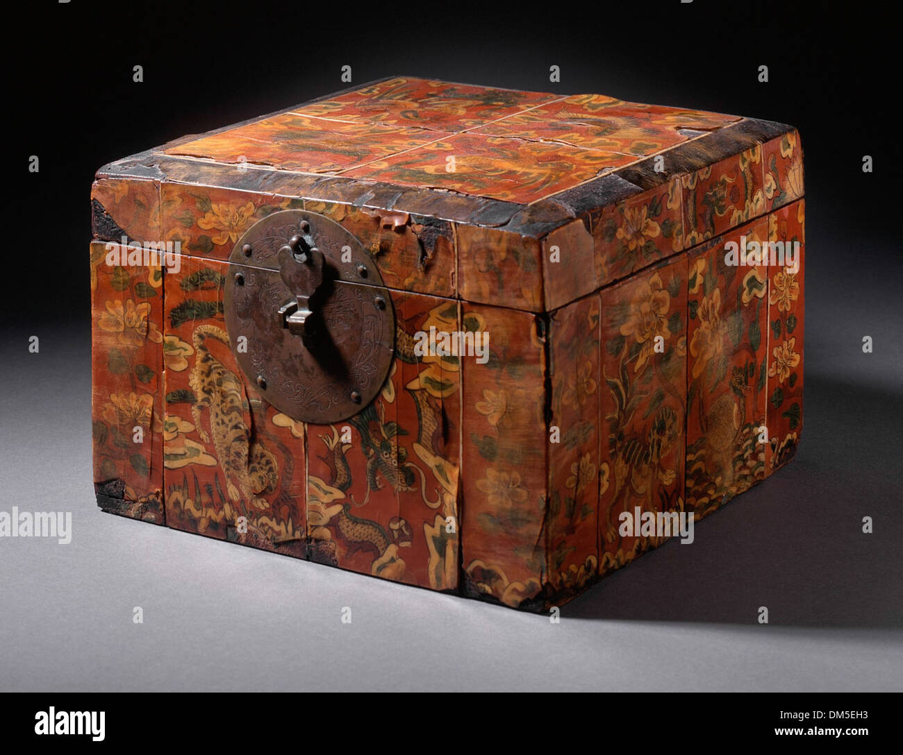 This box features symbols of longevity, a common theme in Chinese art ...