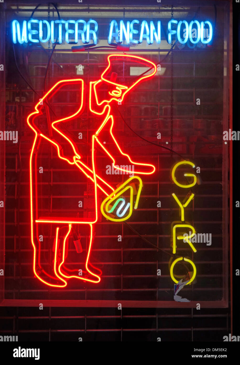 Mediterranean food neon sign Stock Photo - Alamy