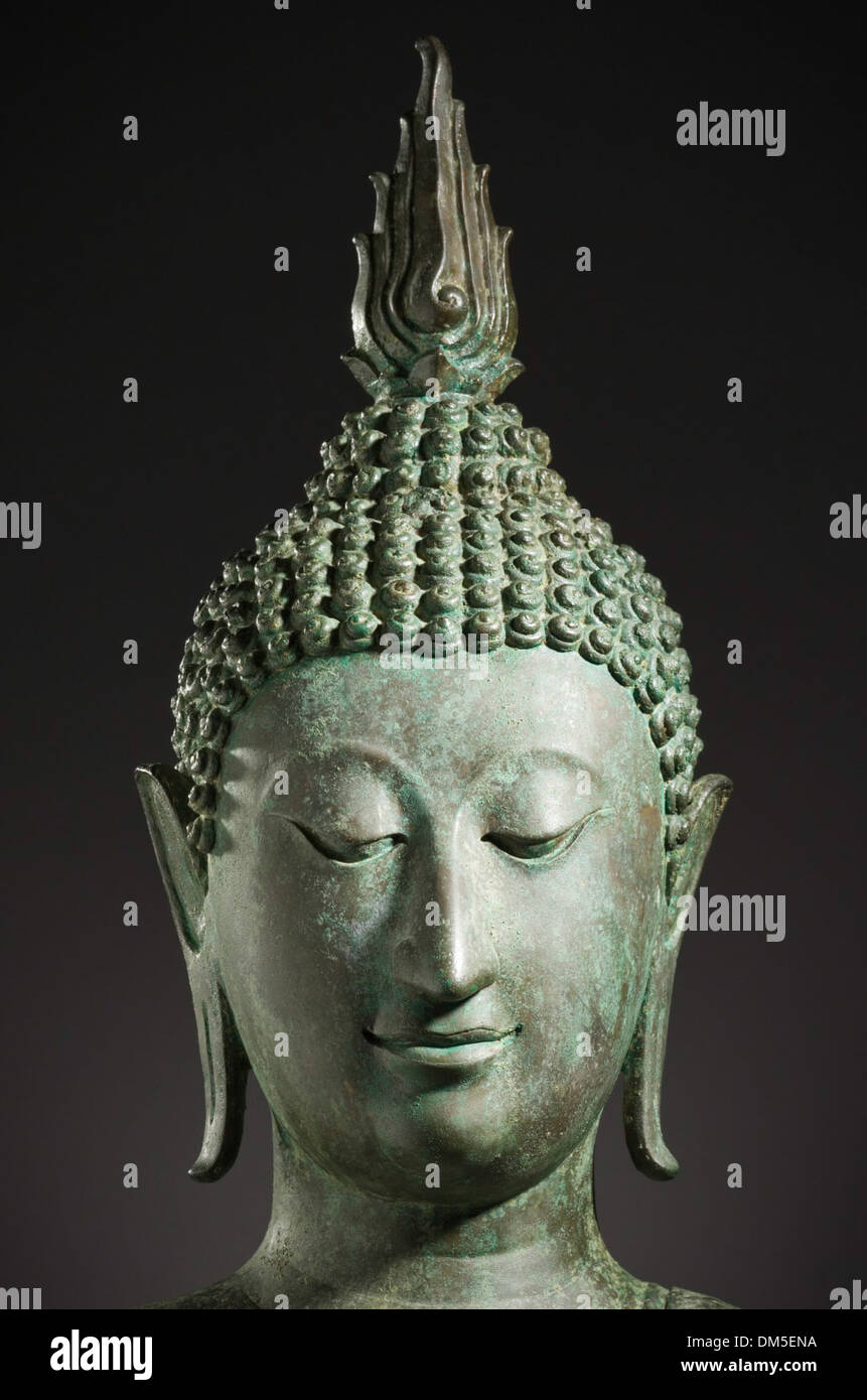 This statue depicts Buddha Shakyamuni, the founder of Buddhism. The figure captures the serenity ...