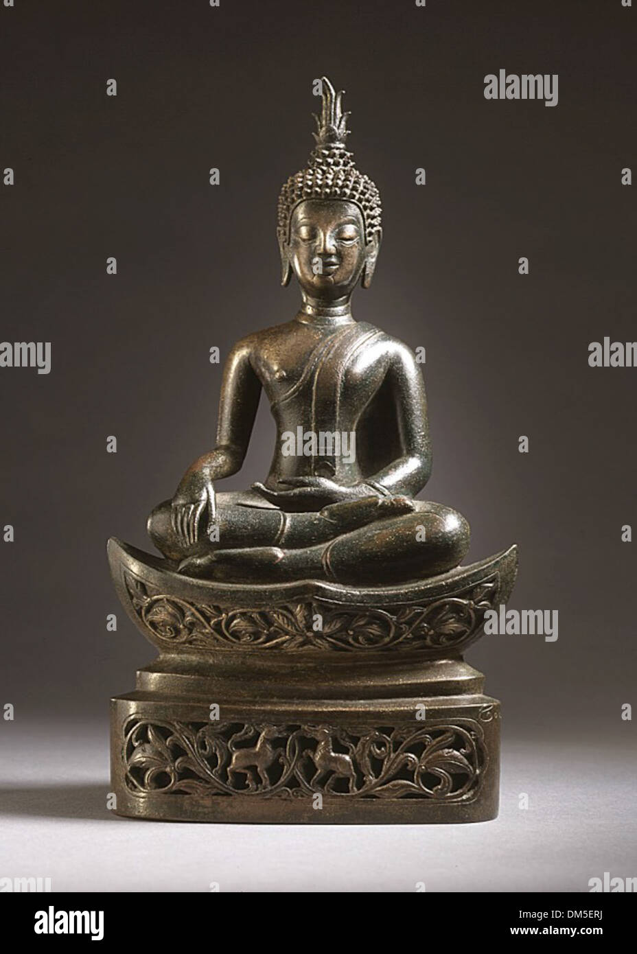 This sculpture of Buddha Shakyamuni depicts the enlightened figure in a ...