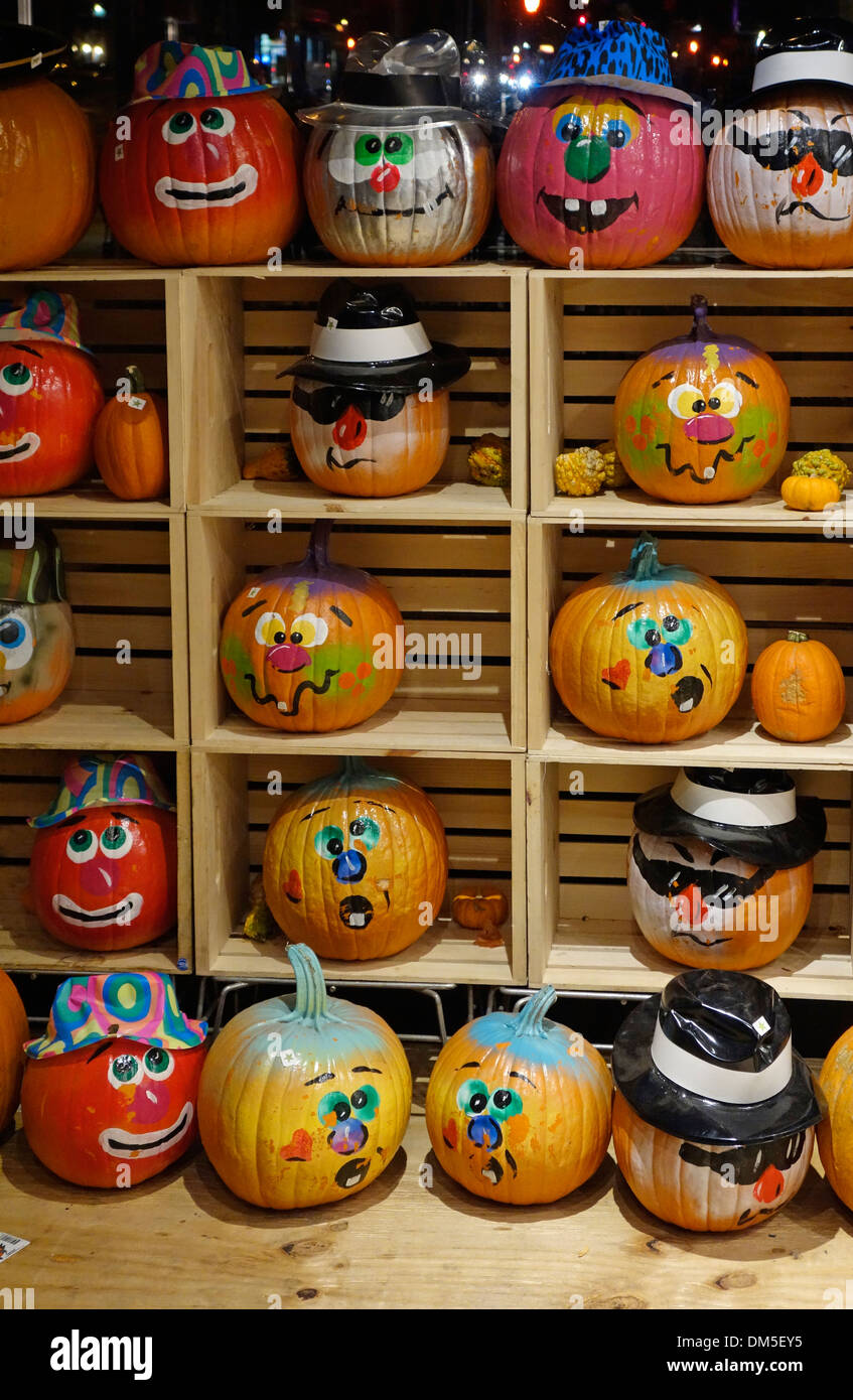 Halloween painted pumpkin display Stock Photo - Alamy