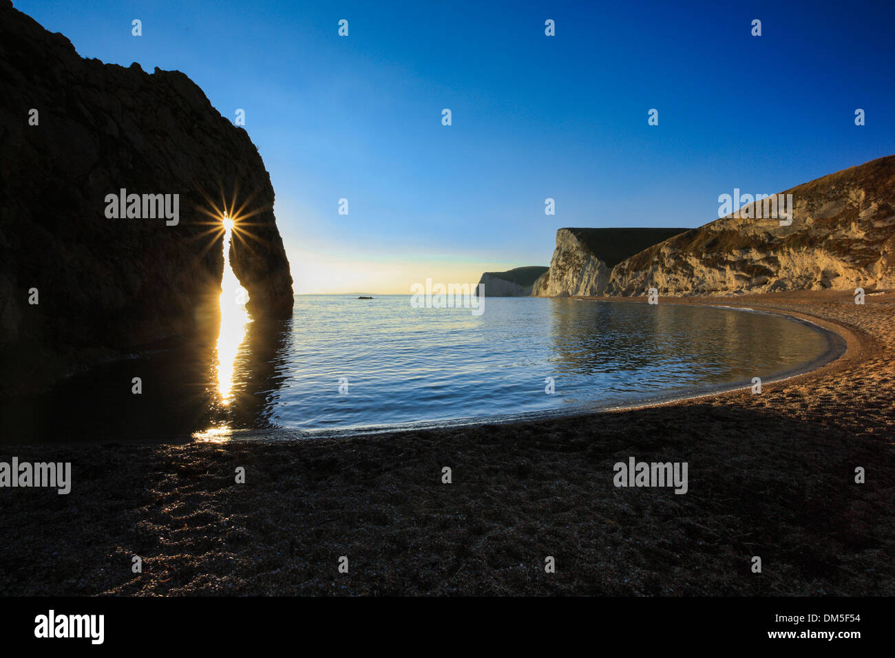 Evening Arch bridge bay Dorset Durdle Door dusk twilight England Europe ...