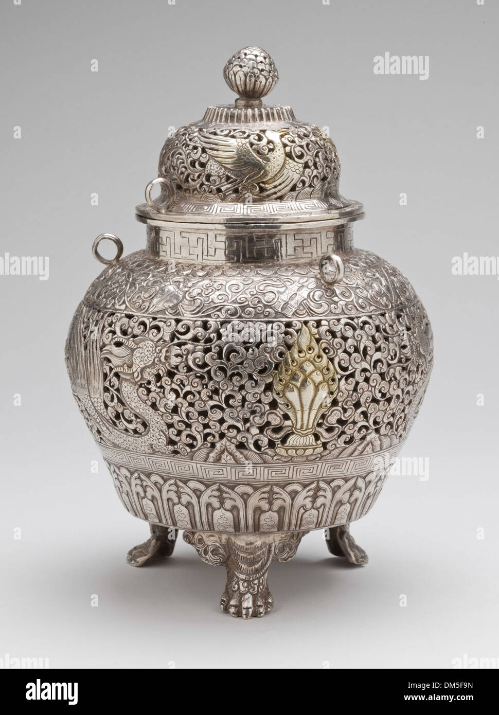 This censer, part of a set, features intricate design elements and was ...