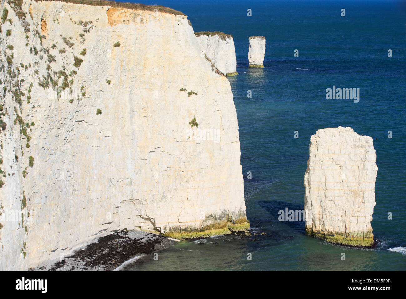 Bay Dorset England Europe erosion rock cliff rocky cliffs spire needle ...
