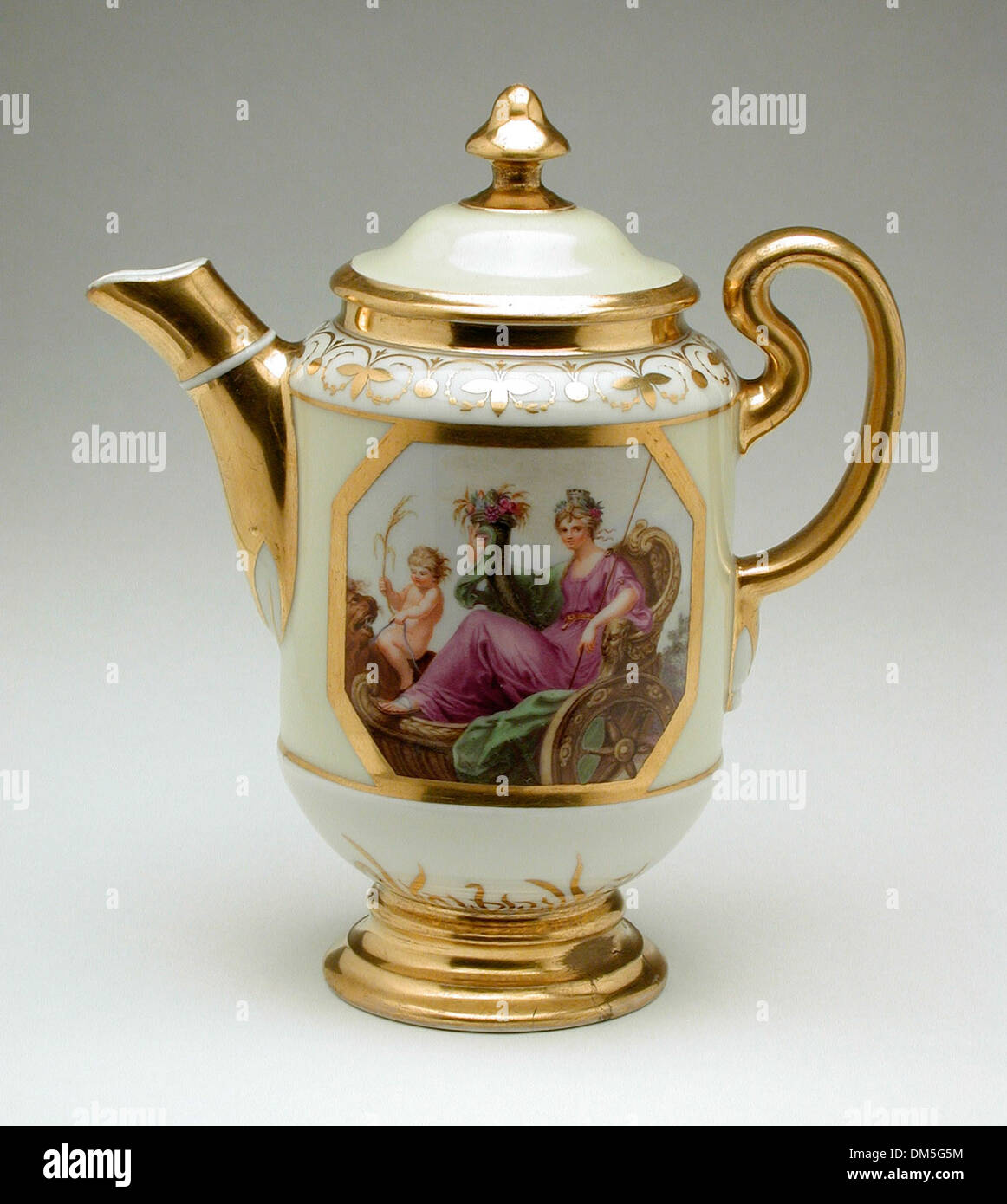 This coffee service set features antique scenes delicately painted on ...