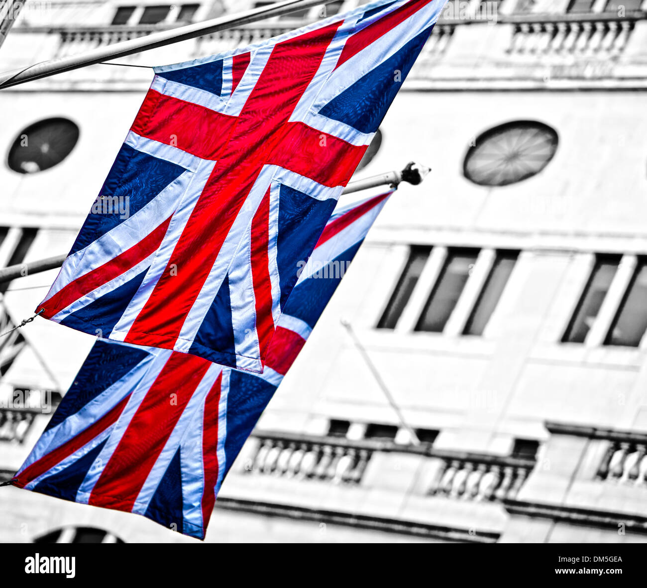 Union Jack flag of Great Britain flying on mast Stock Photo - Alamy