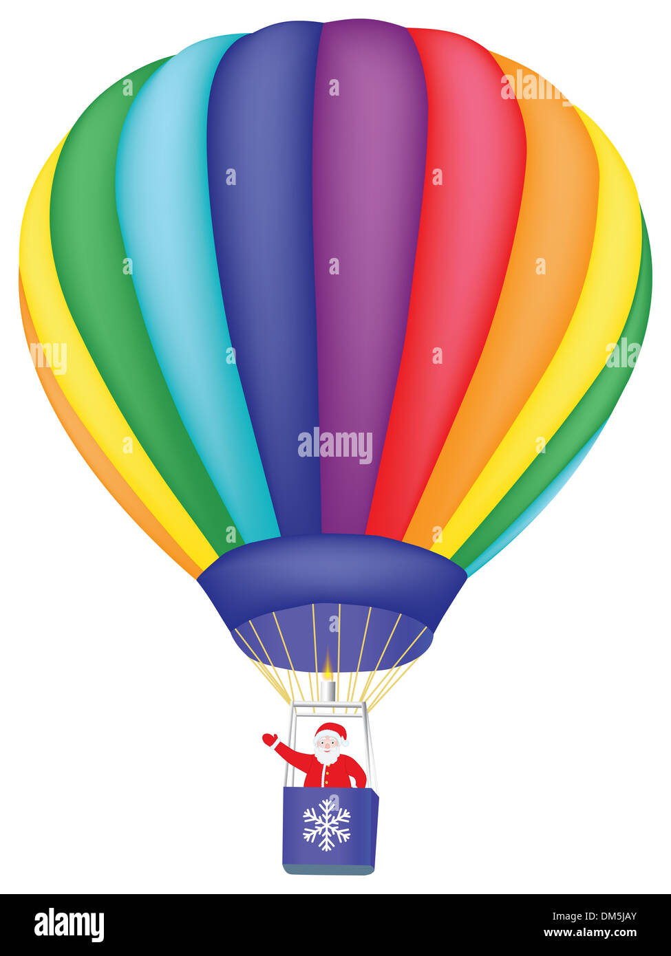 Santa Claus flying on air balloon over white Stock Photo - Alamy