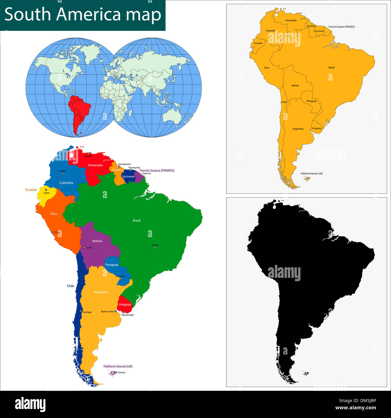 Latin american countries map hi-res stock photography and images - Alamy