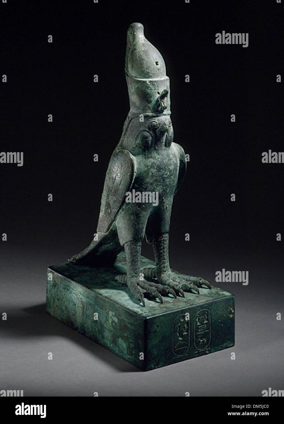 This figure represents Horus, the ancient Egyptian god, depicted as a ...