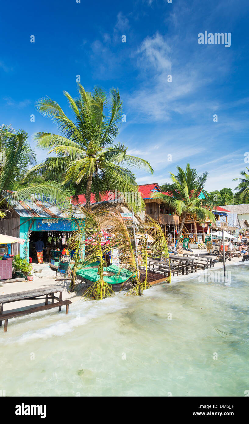 koh rong island village beach bars in cambodia Stock Photo - Alamy