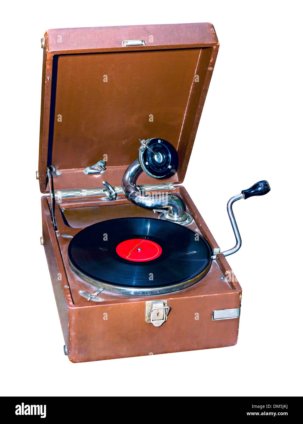 old portable gramophone isolated on a white background Stock Photo - Alamy