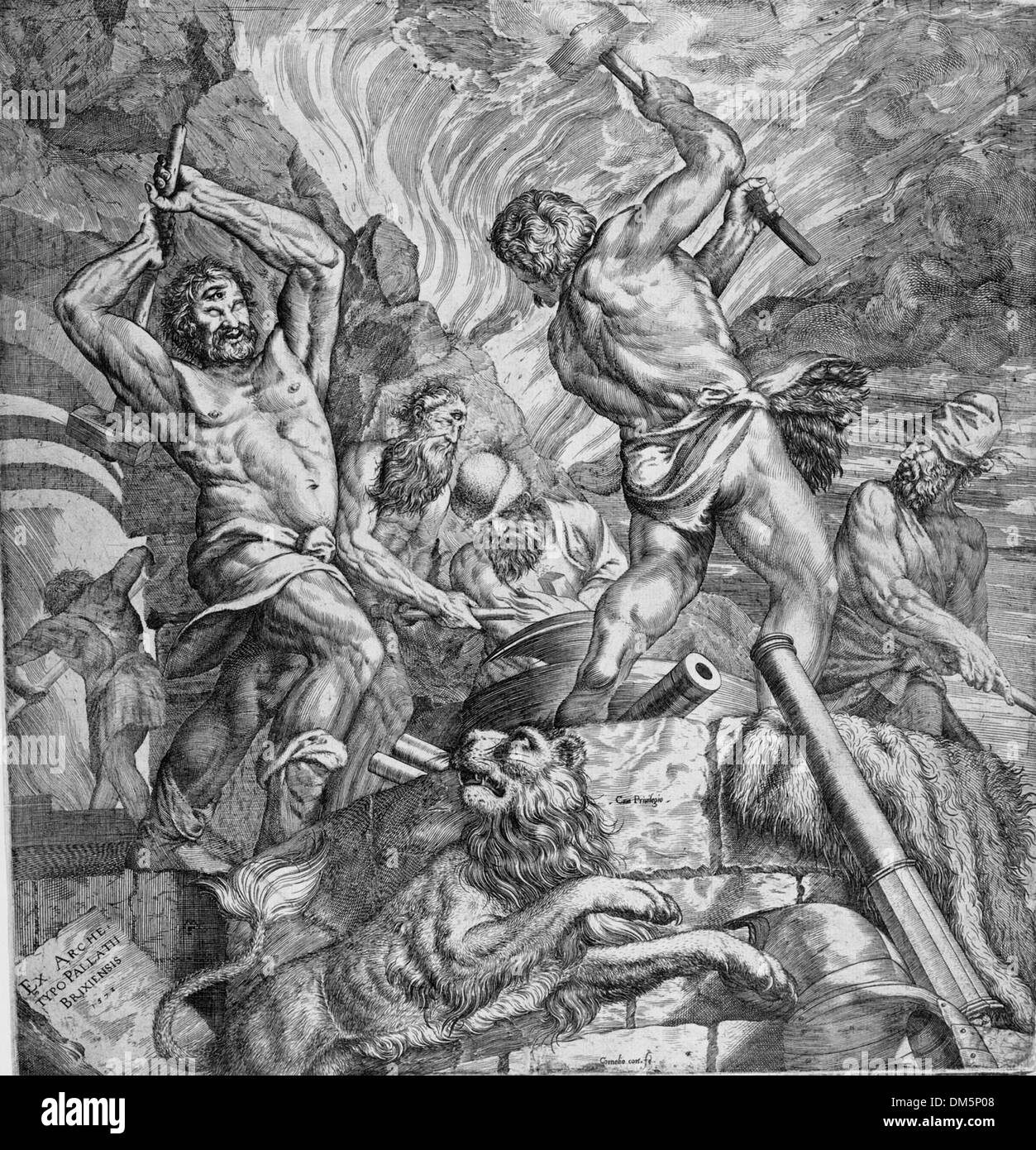 This artwork, *Forge of the Cyclopes*, depicts the mythical scene of ...