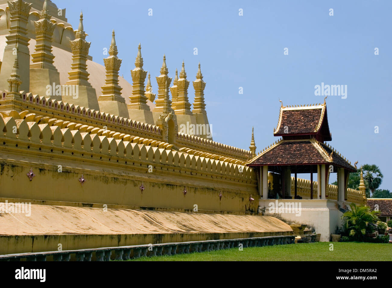 Pha That Luang Buddhist temple, the national symbol of Laos, shines in ...