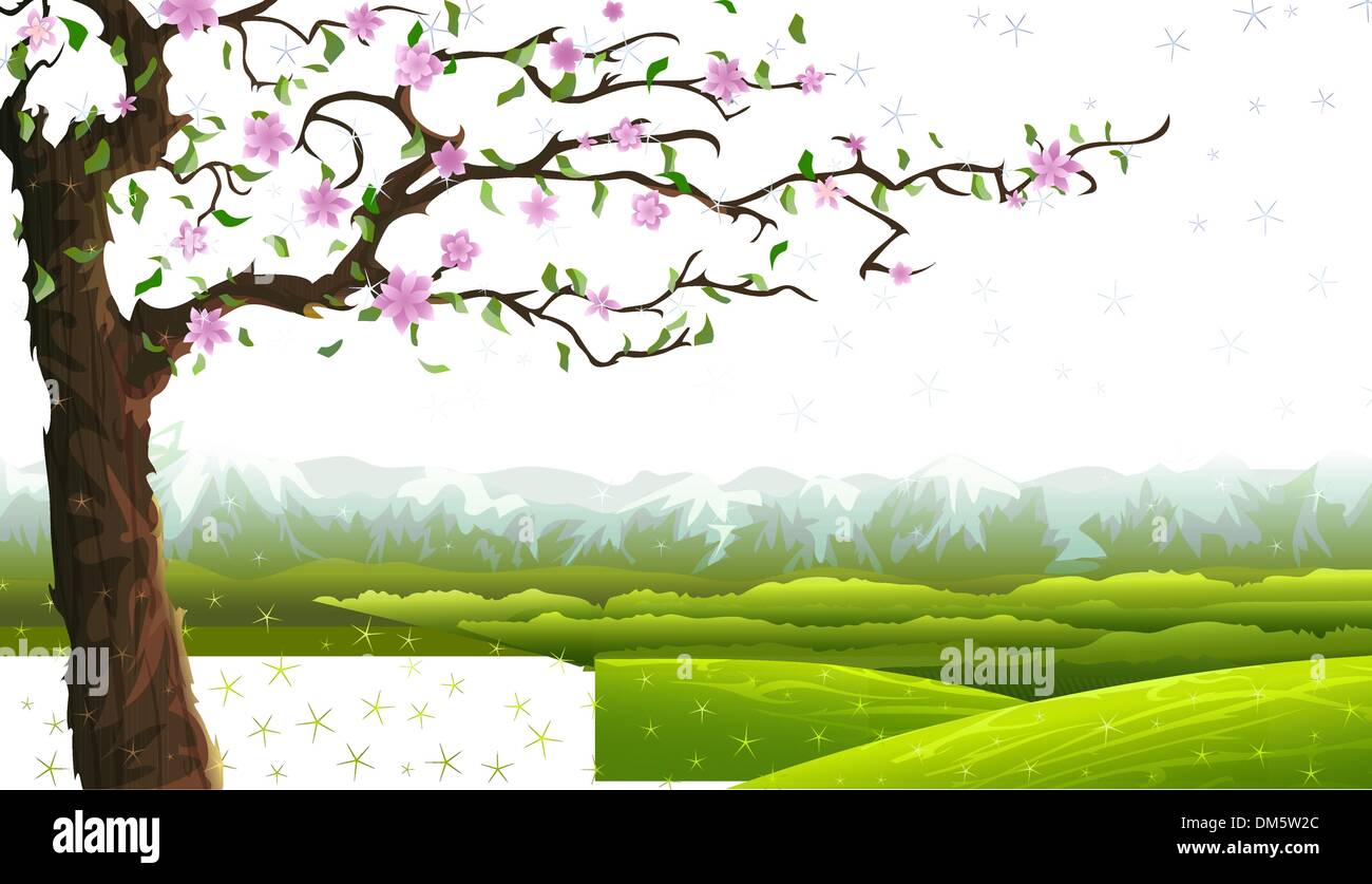 Landscape tree in front Stock Vector Images - Alamy