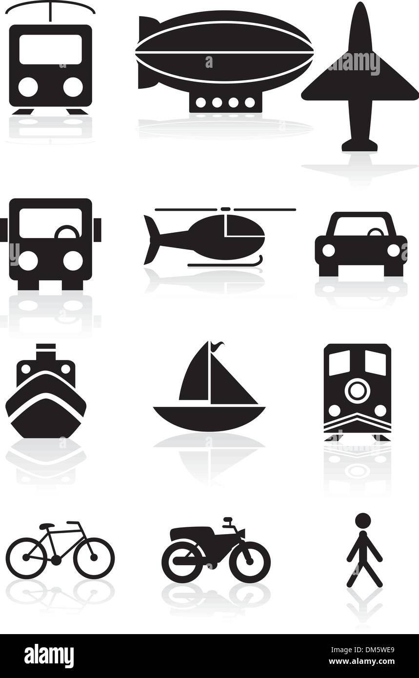 Transportation Icons - black and white Stock Vector Image & Art - Alamy