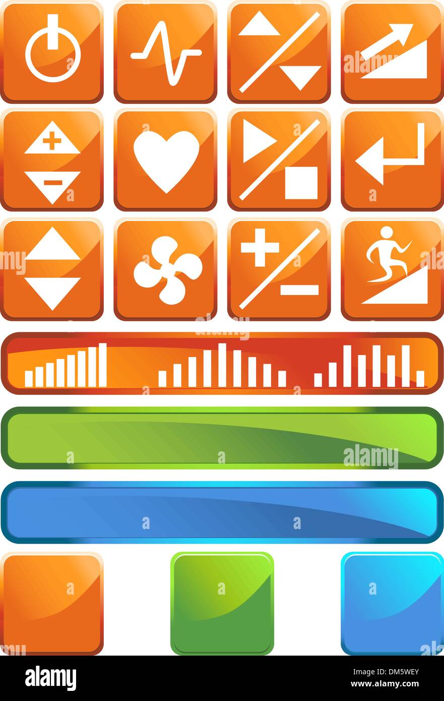 Treadmill Buttons: Shiny Square Set Stock Vector Image & Art - Alamy