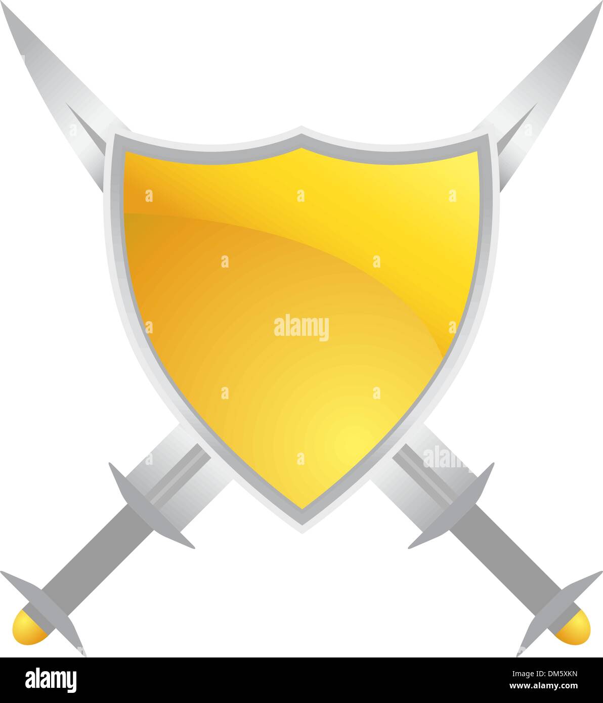 Gold shield and swords Stock Vector Images - Alamy