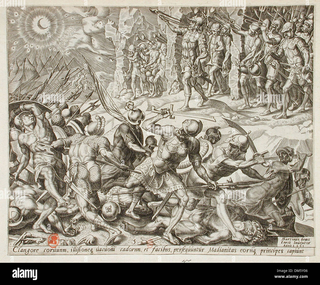This artwork portrays the biblical scene of Gideon defeating the ...