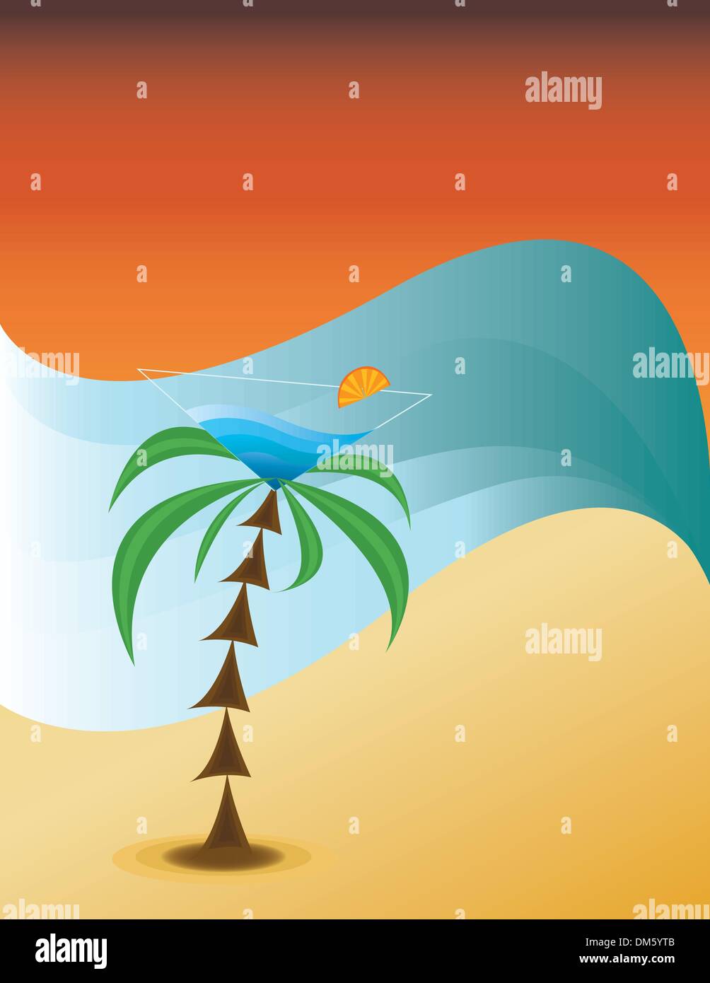 Palm tree beach umbrella Stock Vector Images - Alamy