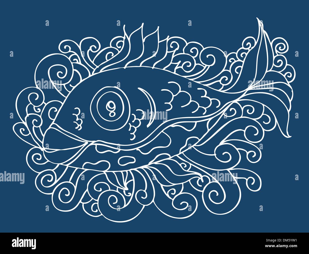 Fish pen drawing Stock Vector Images - Alamy