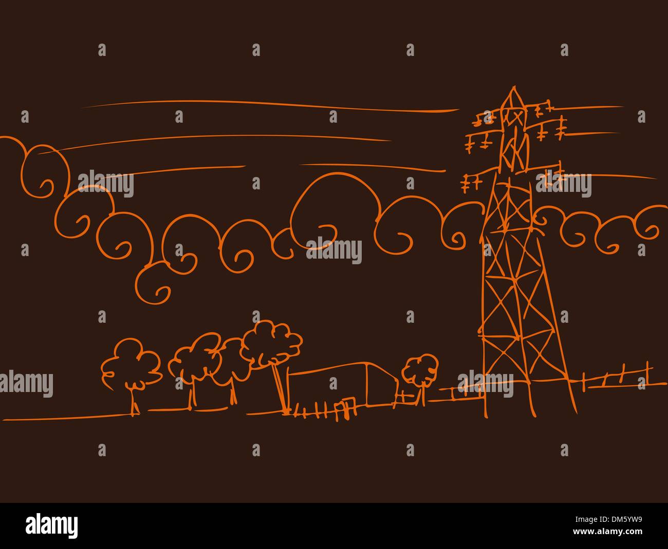 Powerline landscape Stock Vector Images - Alamy