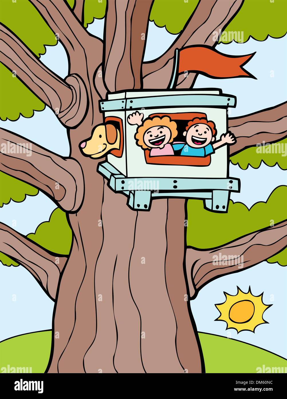 Treehouse cartoon hi-res stock photography and images - Alamy