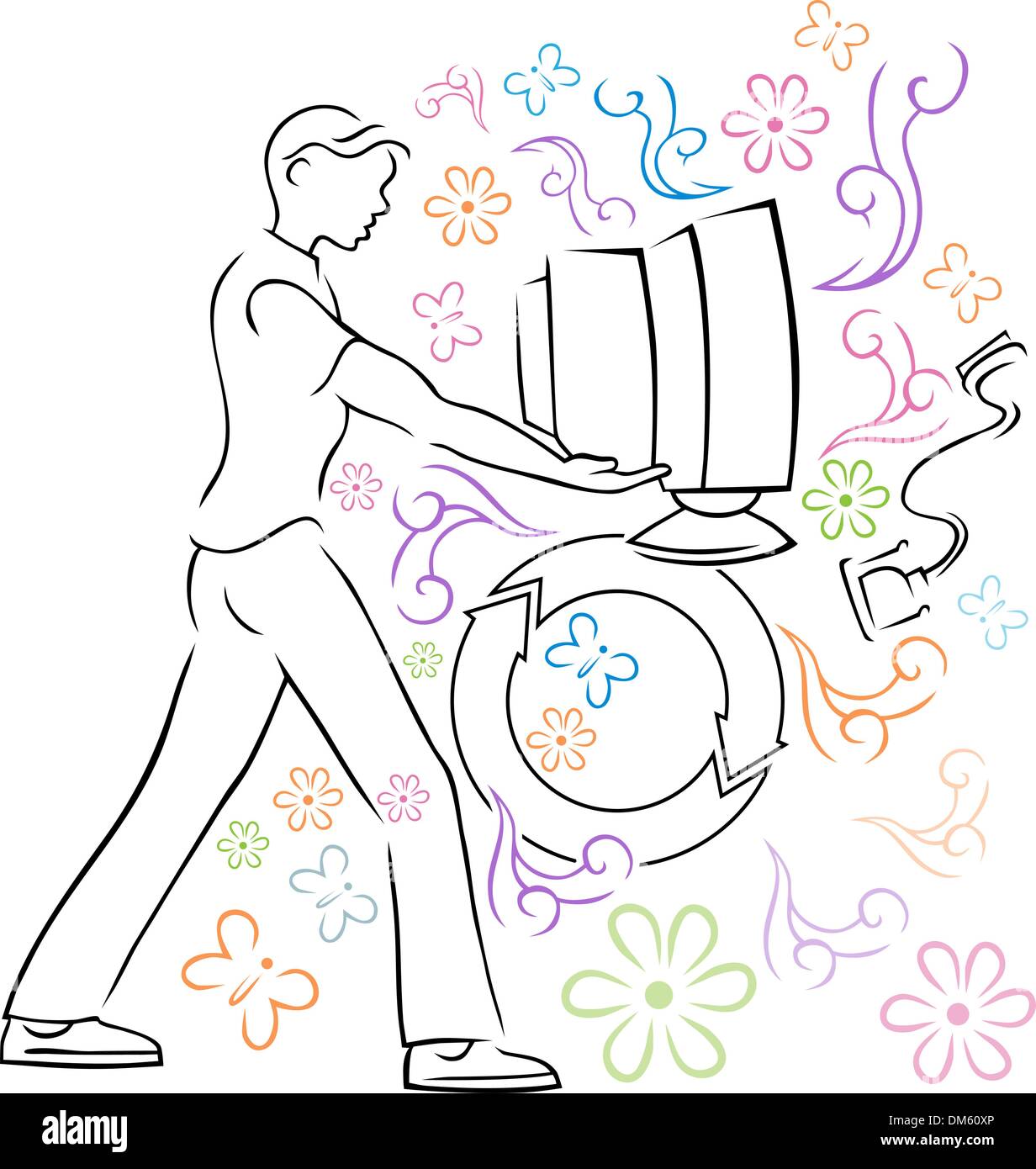 Computer Monitor Recycling Stock Vector Image & Art - Alamy